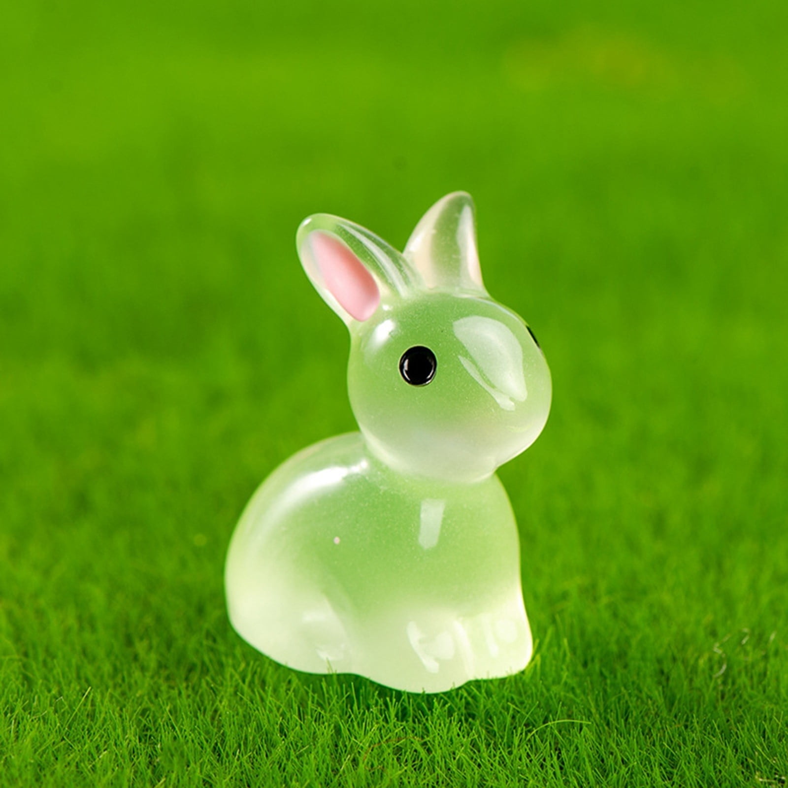 Resin Luminous Bunny Ornament Adorable Pink Glass Bunny Figurine Cute ...