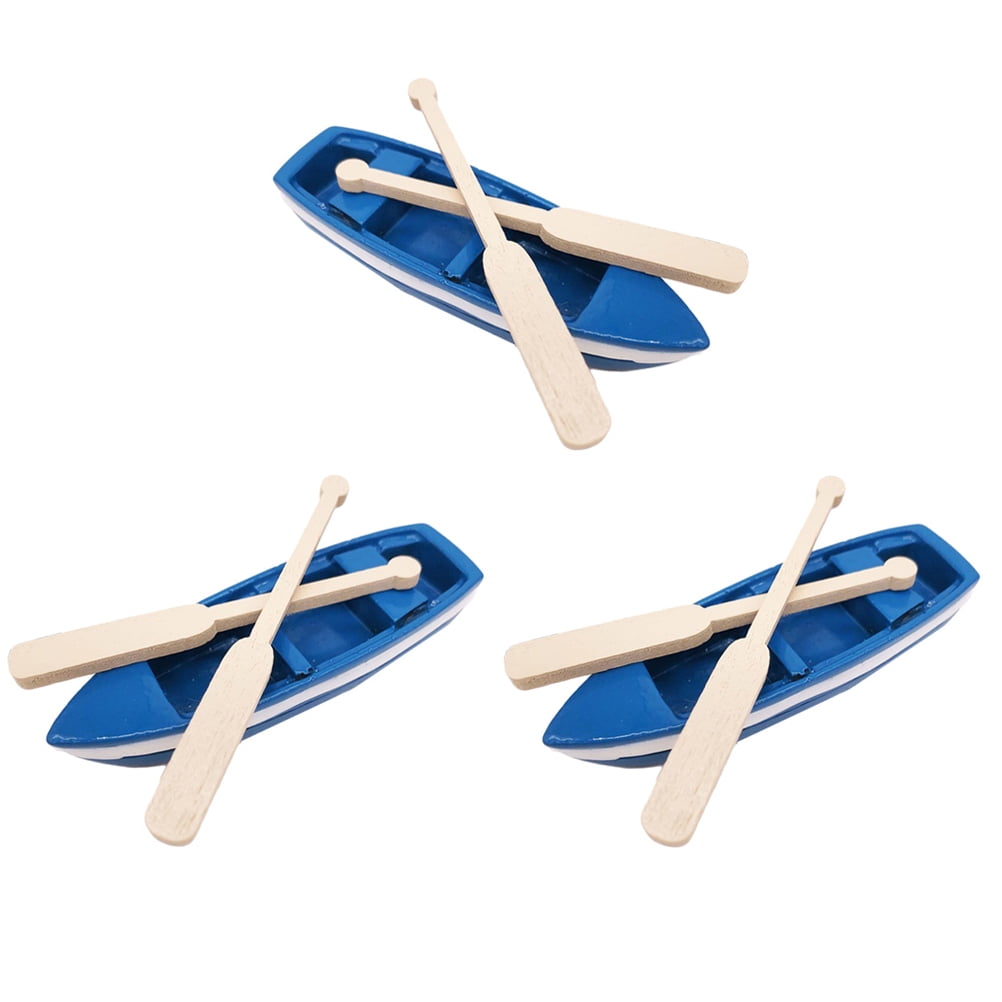 Resin Model Ship Mini Boat Decor Small Miniature Rowboat Ornament ...