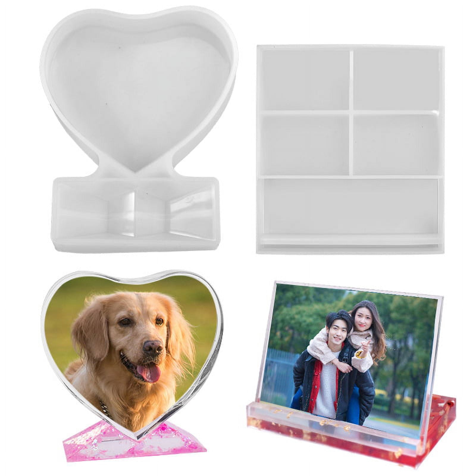 Resin Mold for Photo Frame,Rectangle & Heart Shape Silicone Epoxy Molds ...