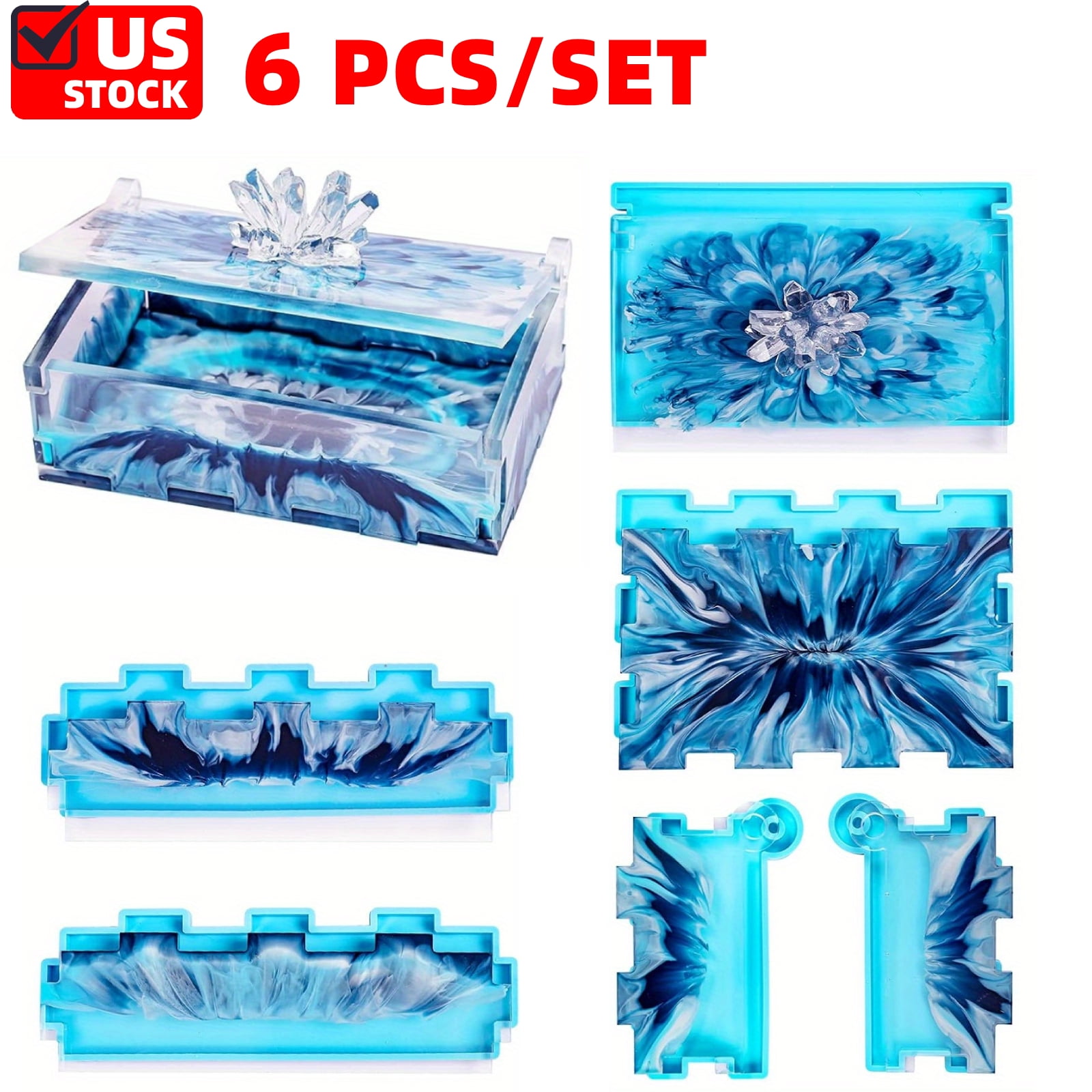 Resin Molds Kit, Resin Rectangle Box Mold, Epoxy Silicone Large Storage ...