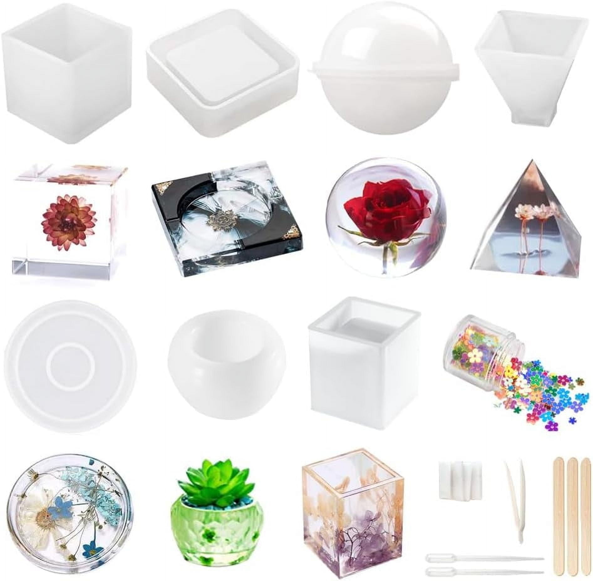 Resin Molds Silicone Kit 20Pcs,Epoxy Resin Molds Including Sphere,Cube ...