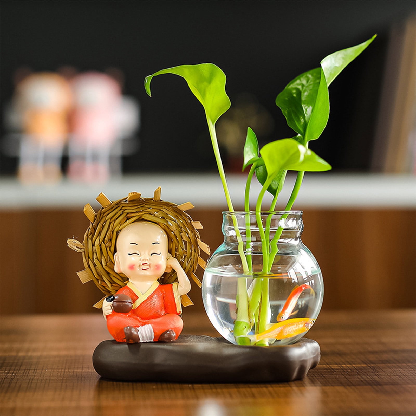 Resin Monk Hydroponic Vase | Whimsical Bonsai Planter | Durable Resin ...