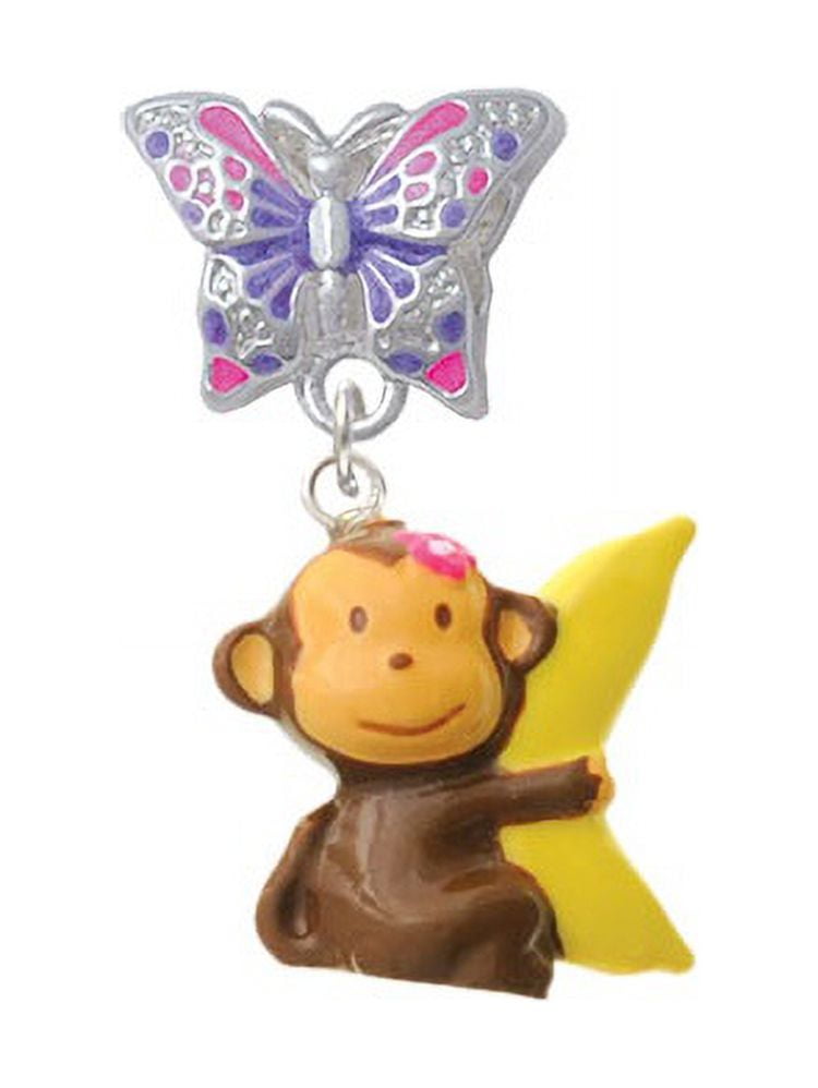 Resin Monkey Hugging a Banana - Butterfly Charm Bead - Walmart.com