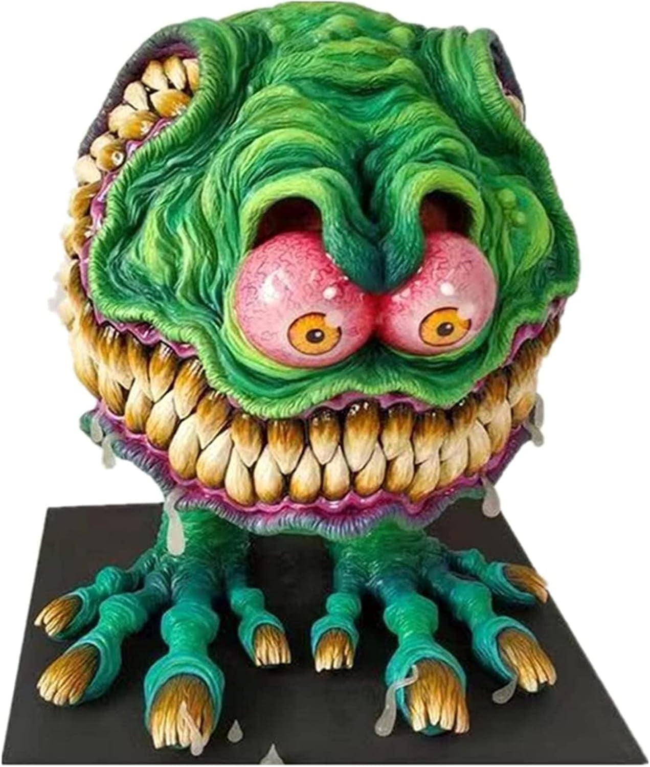 Resin Monster Angry Big Mouth Statue Halloween Scary Green Monster ...