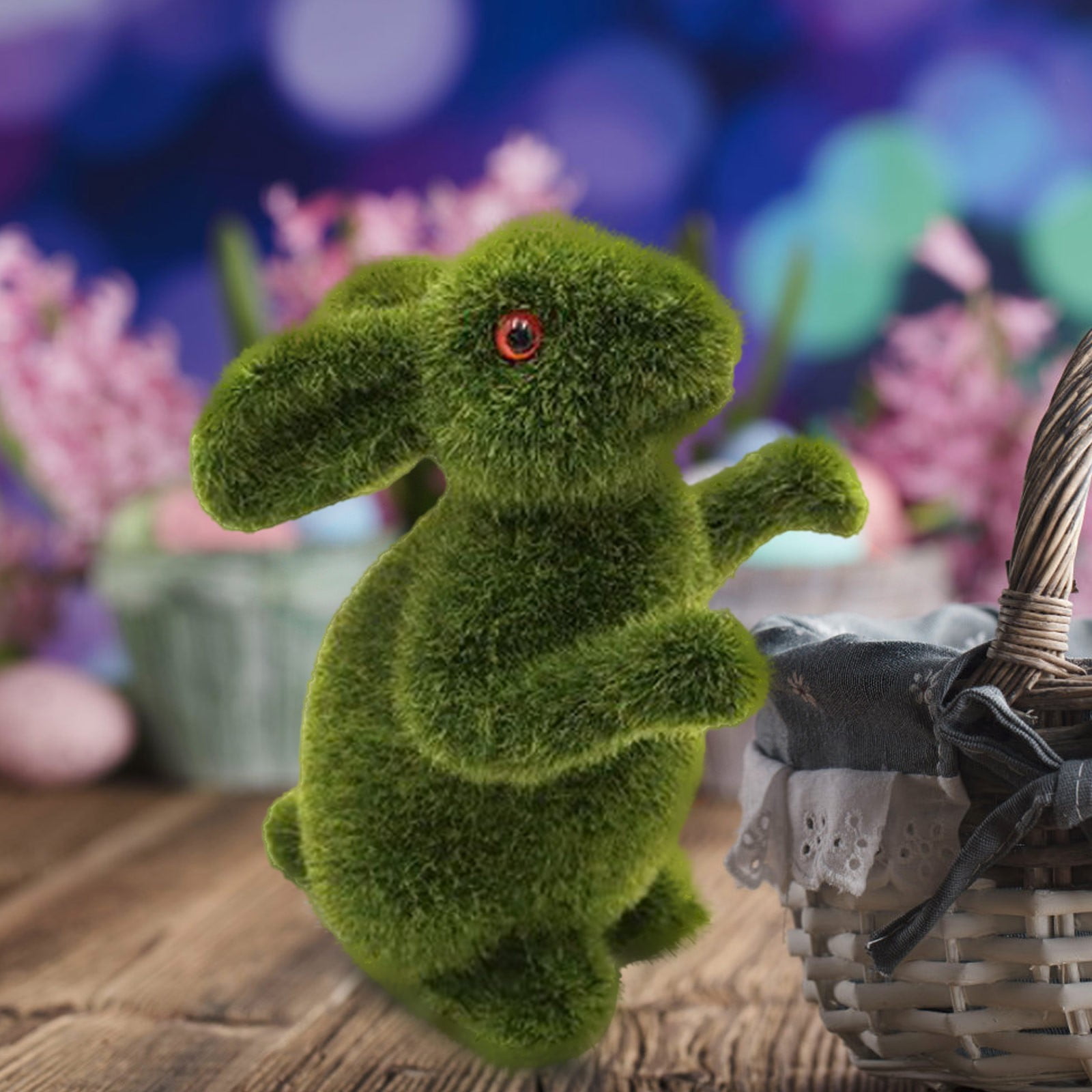 Resin Moss Bunny Figurines - Artificial Flocked Rabbits for Easter ...