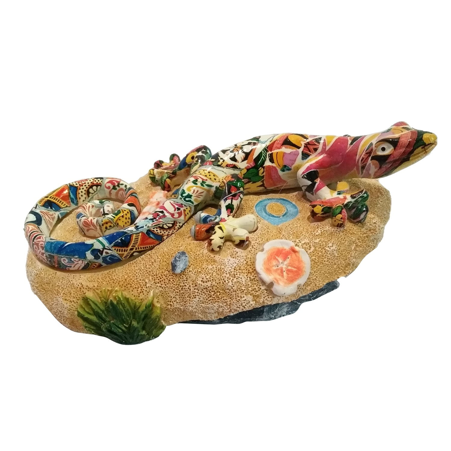 Resin Multi Gecko On Rock Figure Figurine Home Decor 6.89 x 4.33 x 3.54 ...