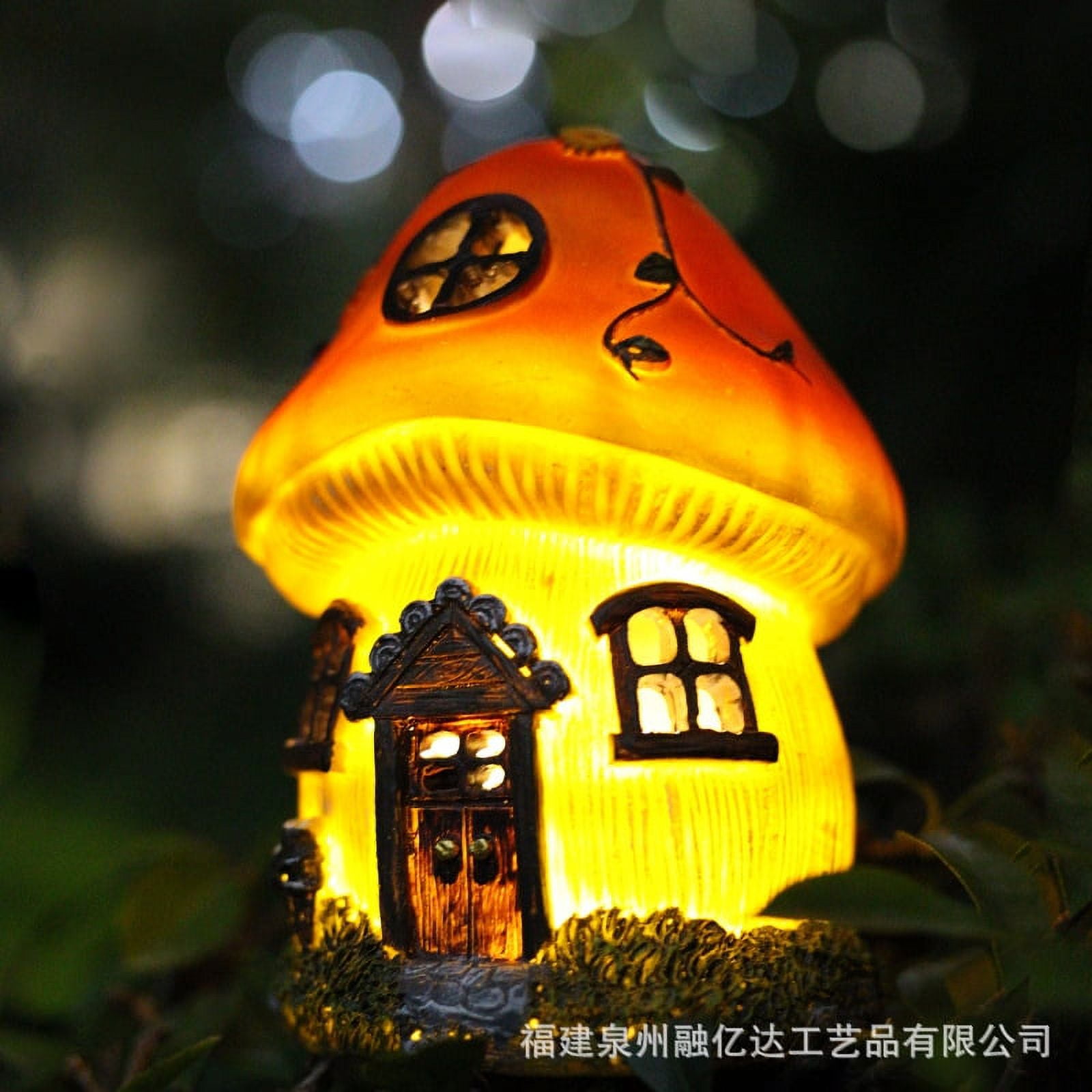 Resin Mush Room Illuminated Miniature Fairy Land Scape House With Solar ...