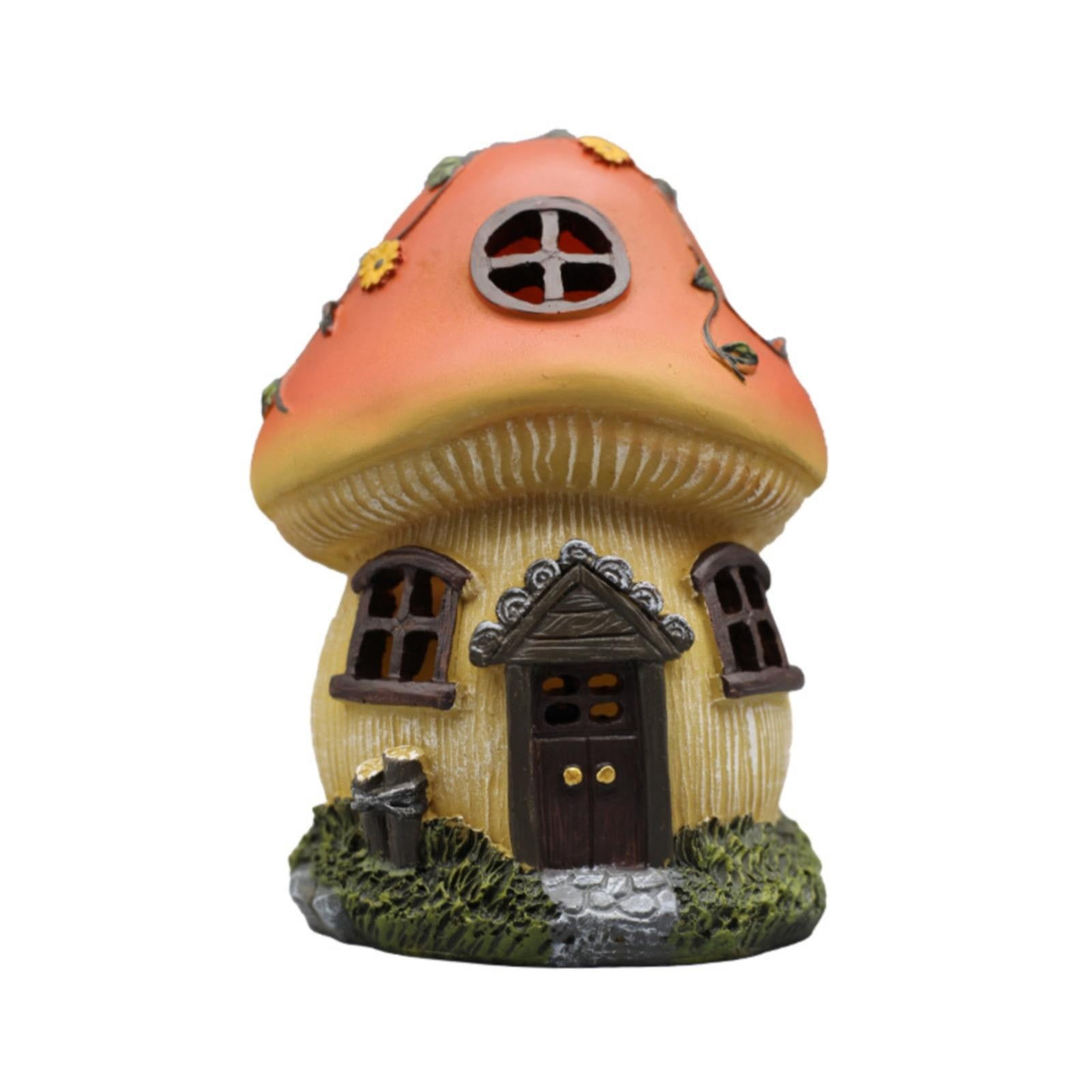 Resin Mush Room Illuminated Miniature Fairy Land Scape House With Solar ...