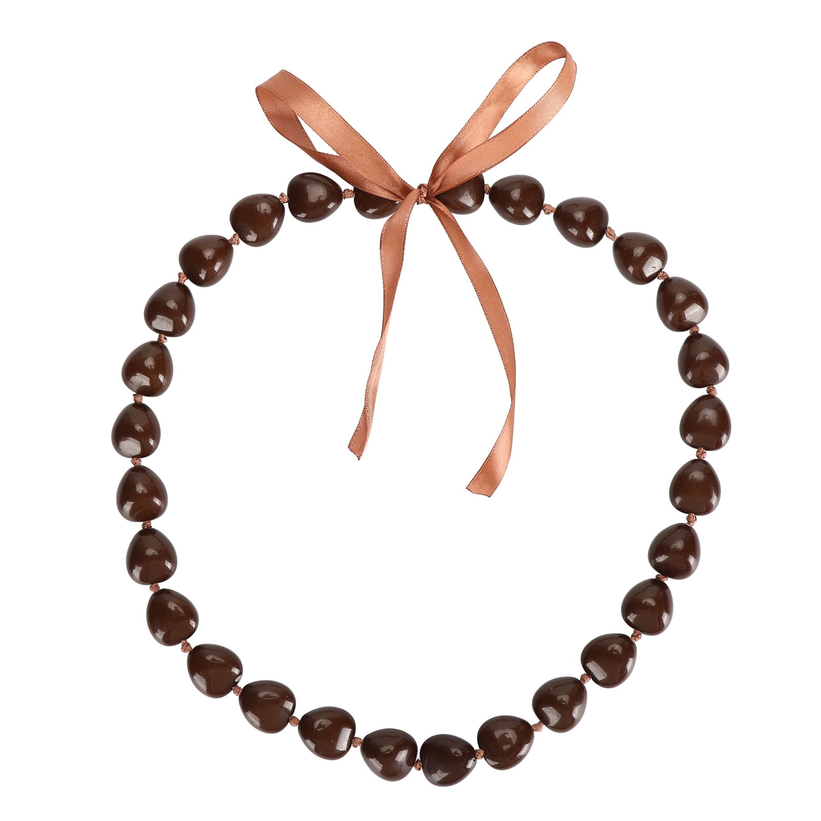 Resin Nut Necklace Good Luck Symbol Kukui Nut Lei Necklace with Ribbon ...