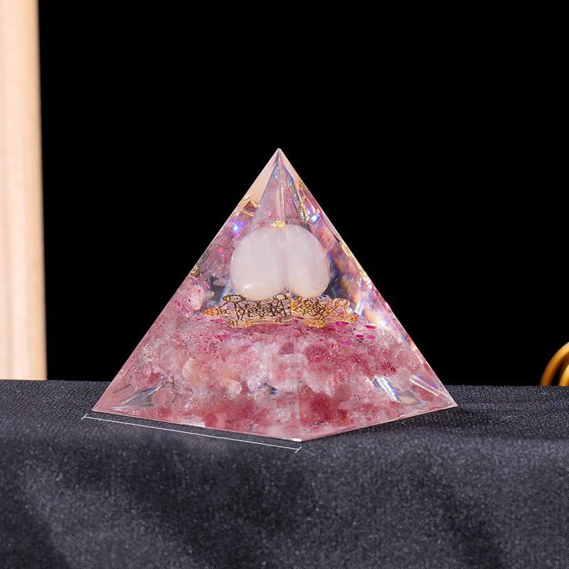 Resin Orgonite Pyramid Display Decorations with Natural Strawberry ...