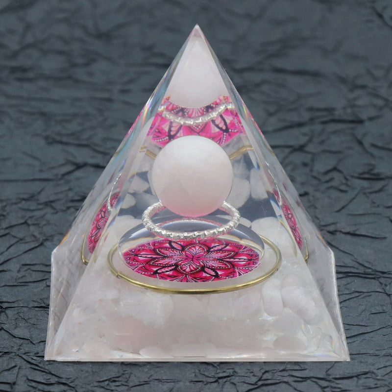 Resin Orgonite Pyramid Rose Quartz Energy Generator for Stress Reduce Healing Meditation Attract ...
