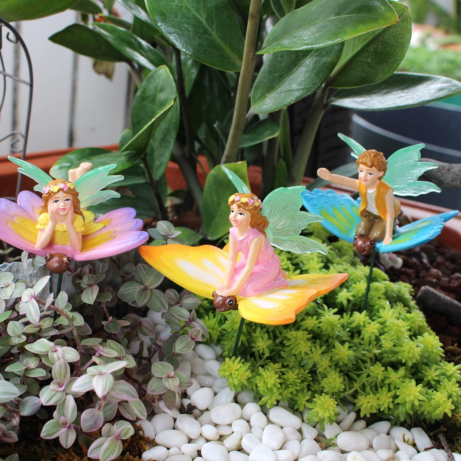 Resin Ornament Set | Fluorescent Luminous Garden Flowerpot Decor | Cute ...