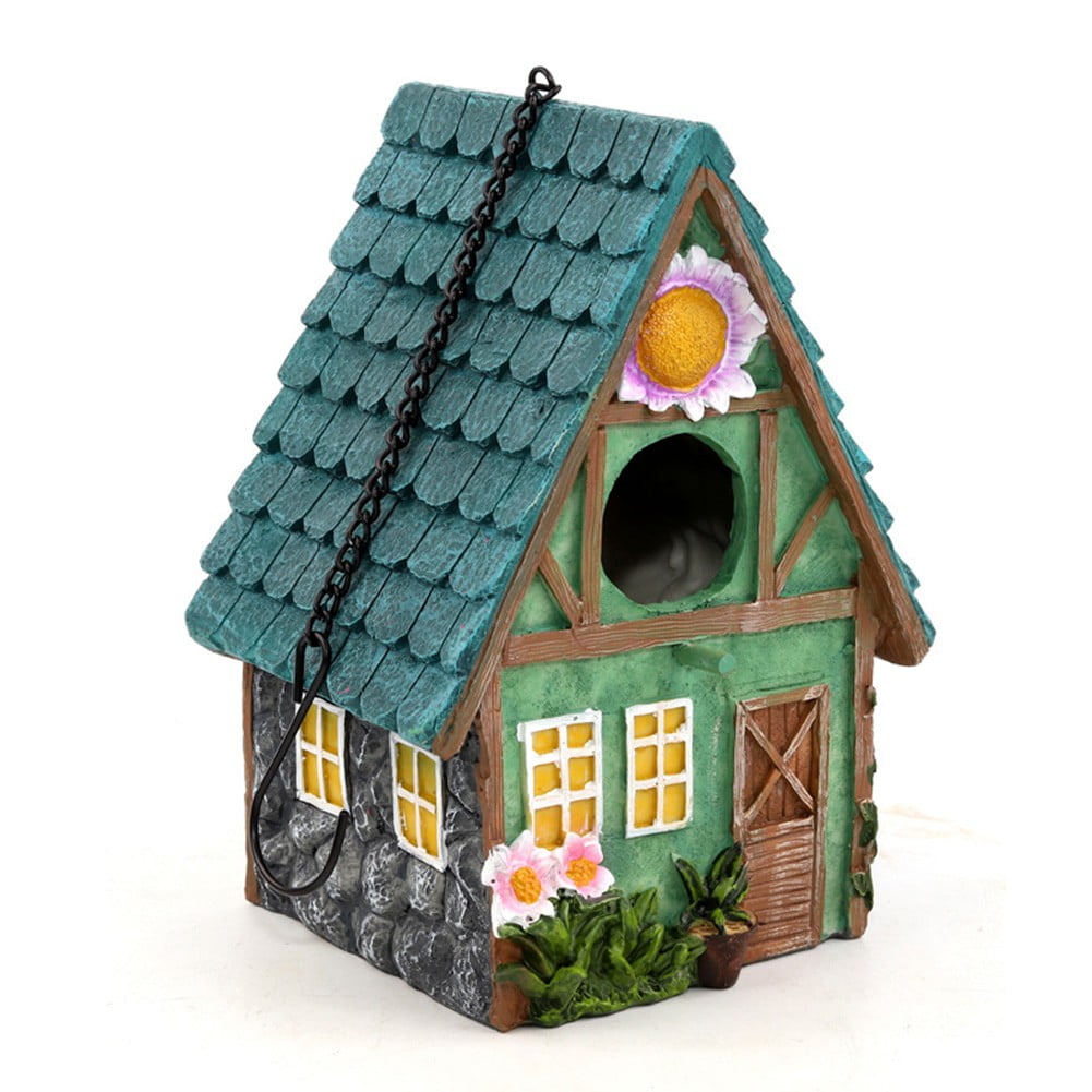 Resin Outdoor Bird House for Garden - Decorative Hanging Birdhouse with ...