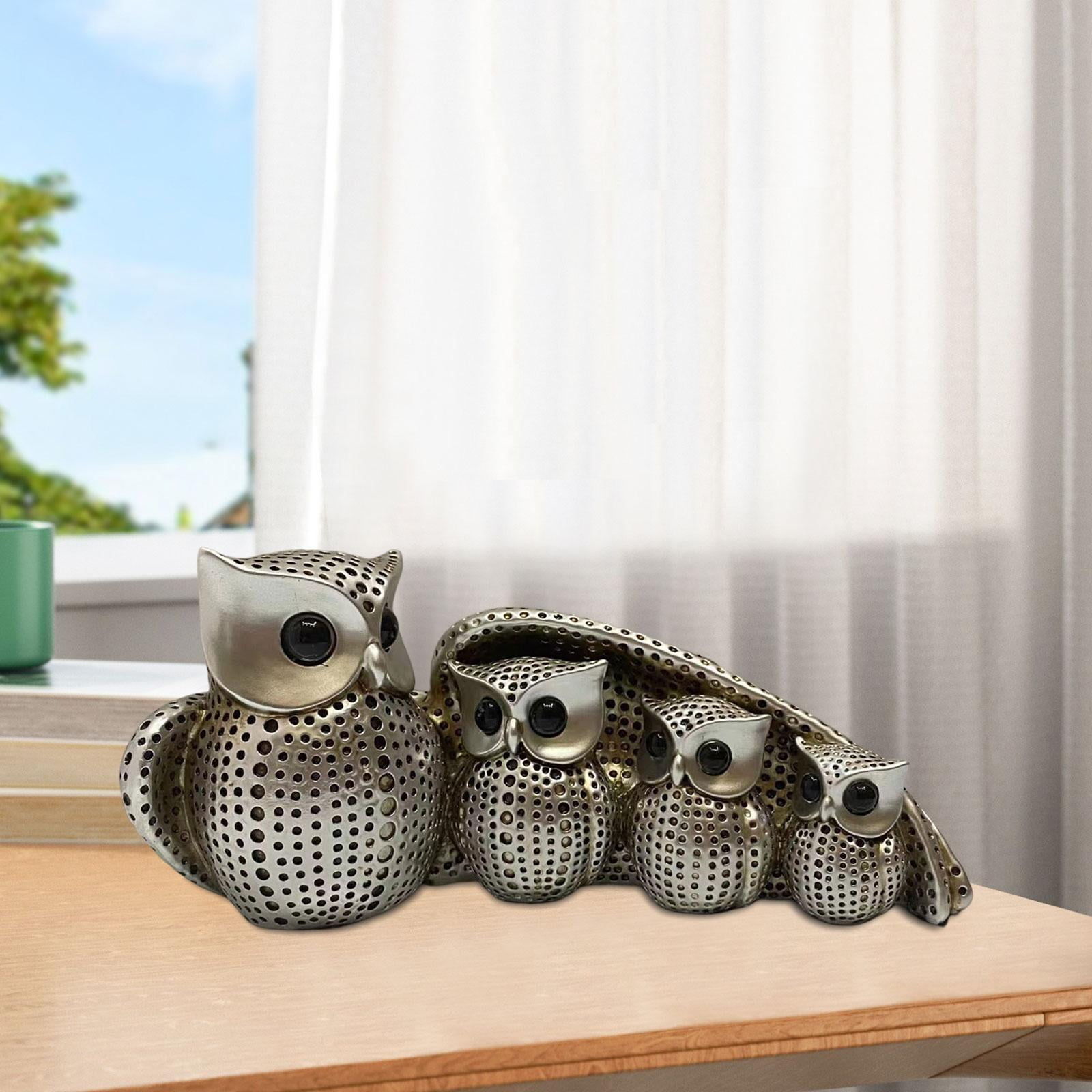 Resin Owl Statues Birds Sculptures Ornament Decorating Collectibles ...