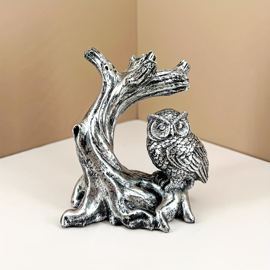 Resin Owl on Tree Branch Figurine - Versatile Indoor & Outdoor Decor ...