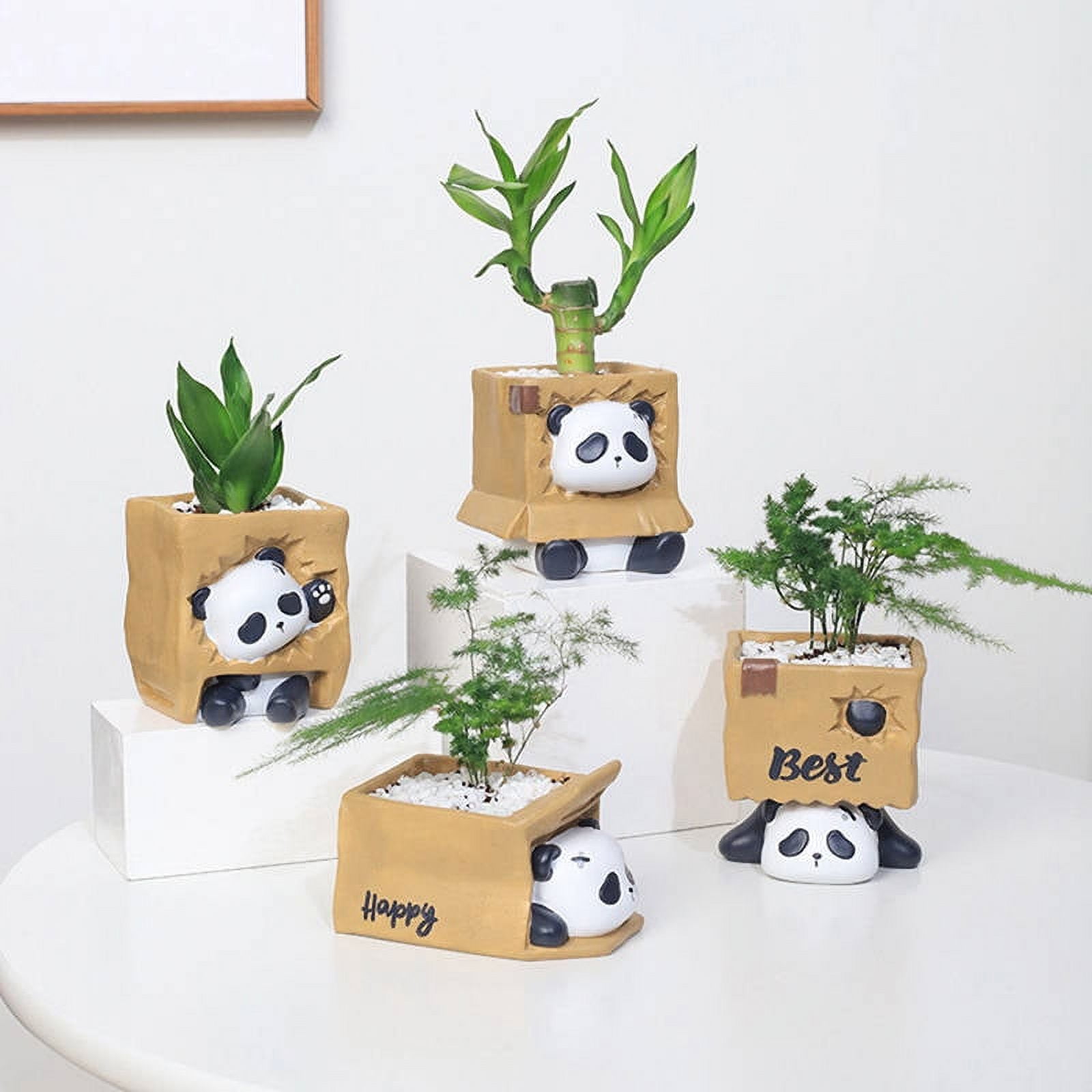 Resin Panda Flower pots,Succulent Planter Pots Container with Drainage ...