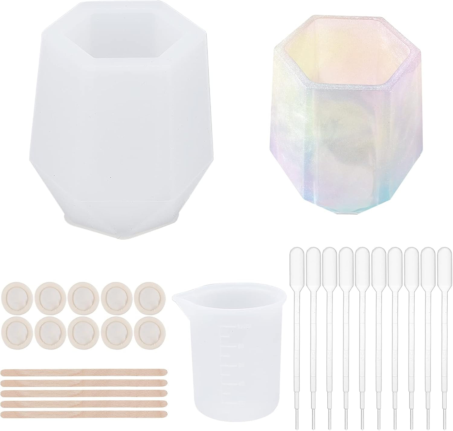 Resin Pen Holder Mould Set Silicone Craft Makeup Brush Holder Epoxy ...