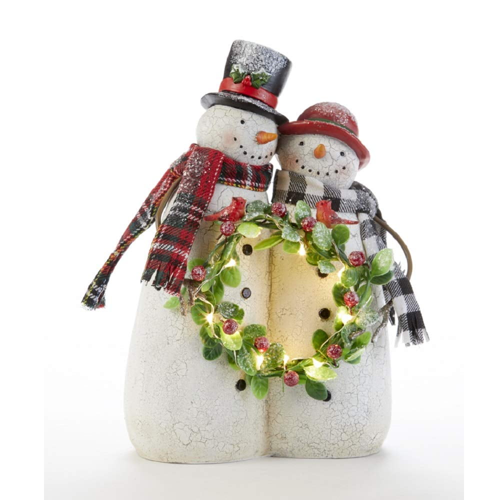 Delton Products 5731-0 Resin Plaid LED Snowman Couple, 9 inch - Walmart.com