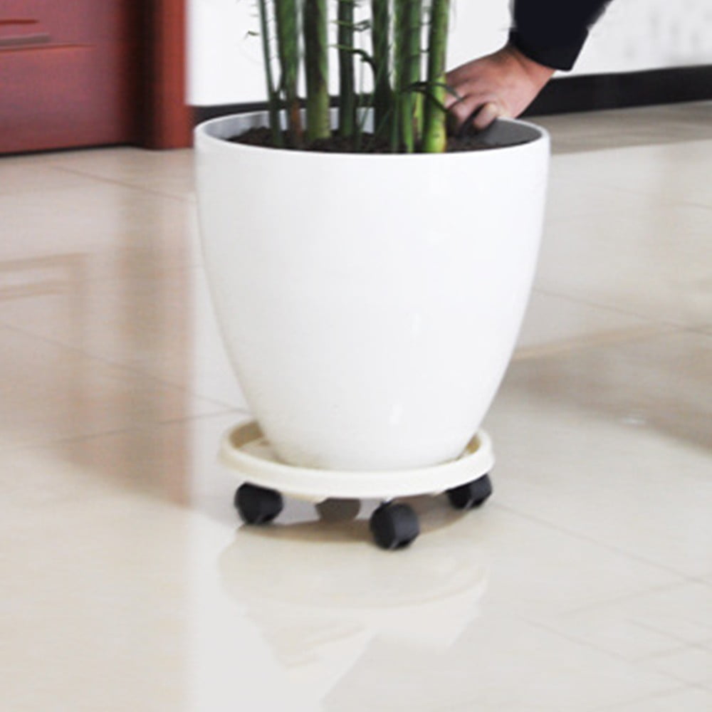 Resin Plant Stand Tray with Wheels Movable Flower Pot Base for Home ...