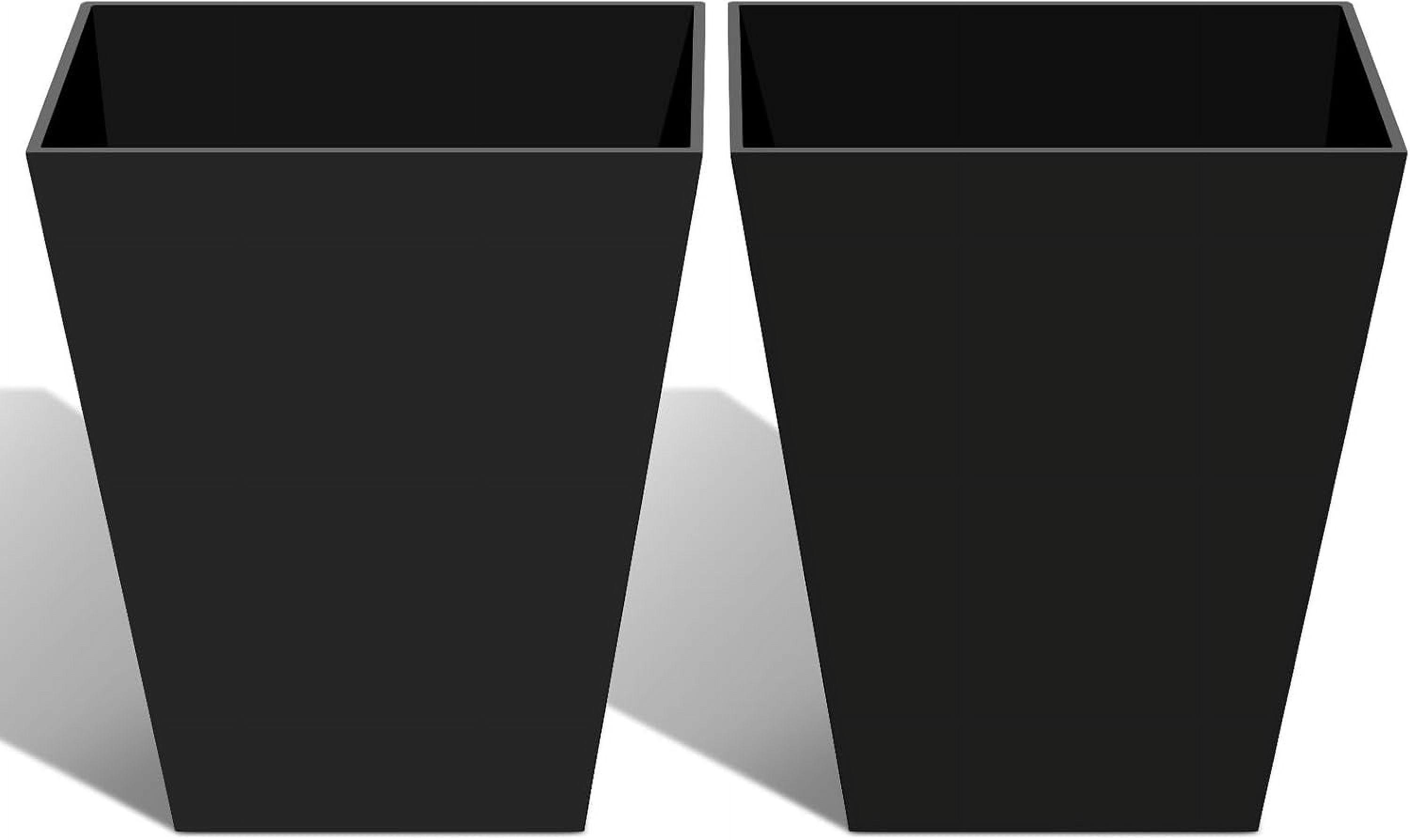 Resin Planter Outdoor Indoor, Taper Pots for Flowers (Black, 12.2 inch ...