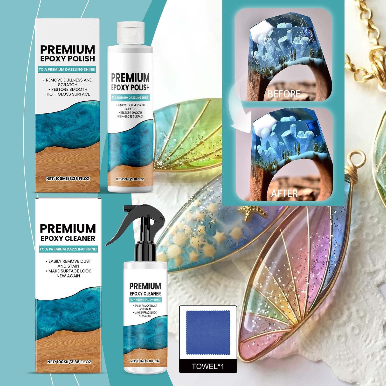 Resin Polishing Kit, Kit of Resin Polish & Epoxy Cleaner , Premium ...