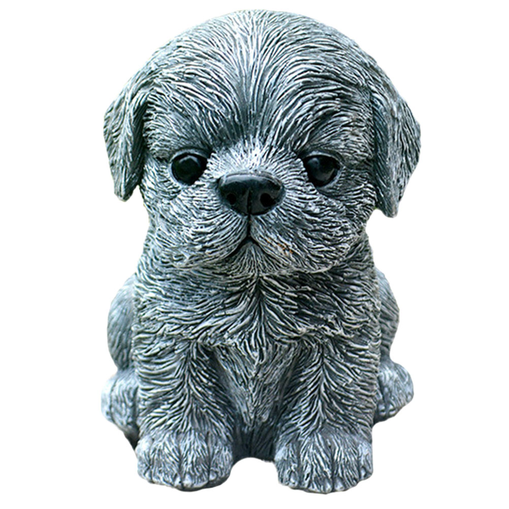 Resin Puppy Figurine Garden Dog Statue Animal Model Desktop Ornament ...
