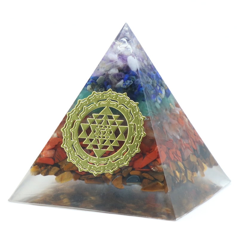 Resin Pyramid with Chakra Stones , Multi-Size (4cm, 5cm, 6cm) for ...