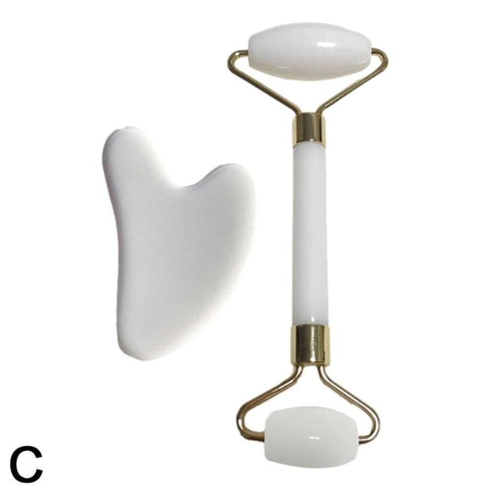 Resin Rose Quartz Facial Roller Massager - Dual-Head Beauty Roller Set ...