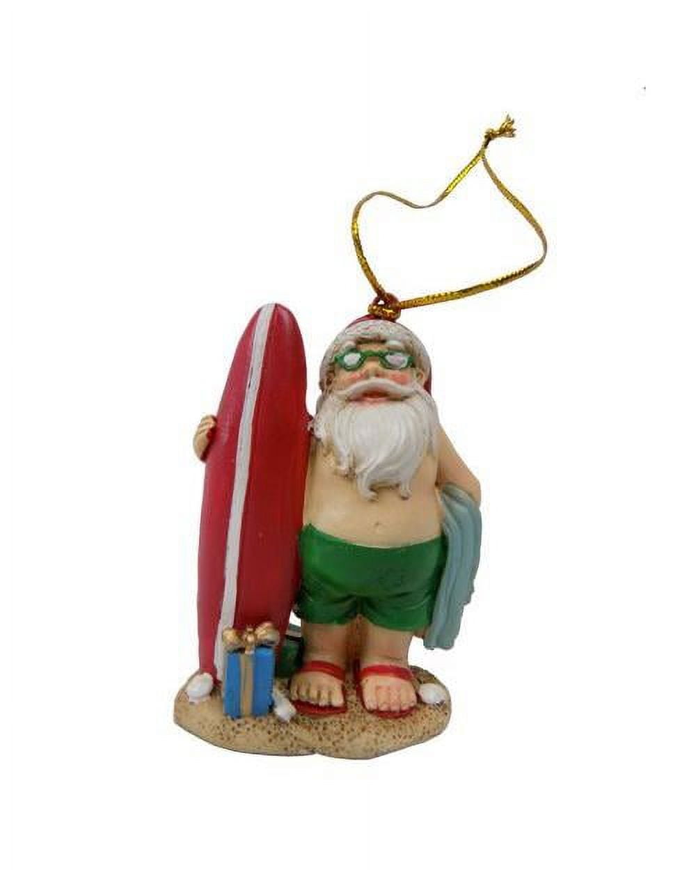 Resin Santa with Surfboard Christmas Ornament, Surfboard, Size: One ...