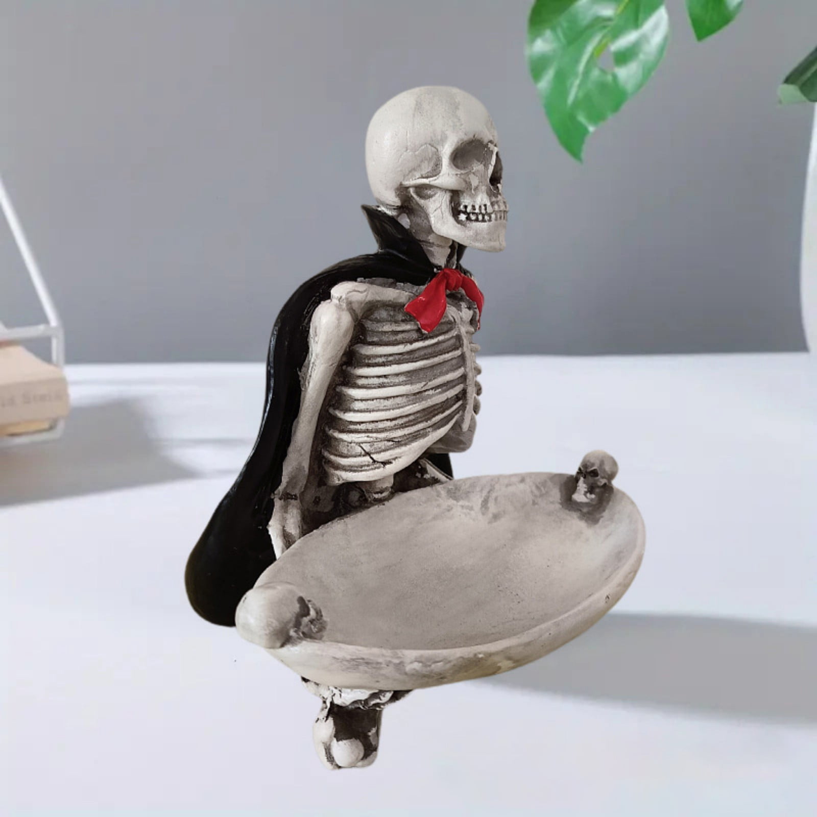 Resin Skeleton Candy Tray with Cloak – Halloween Decor Skull Bowl for ...