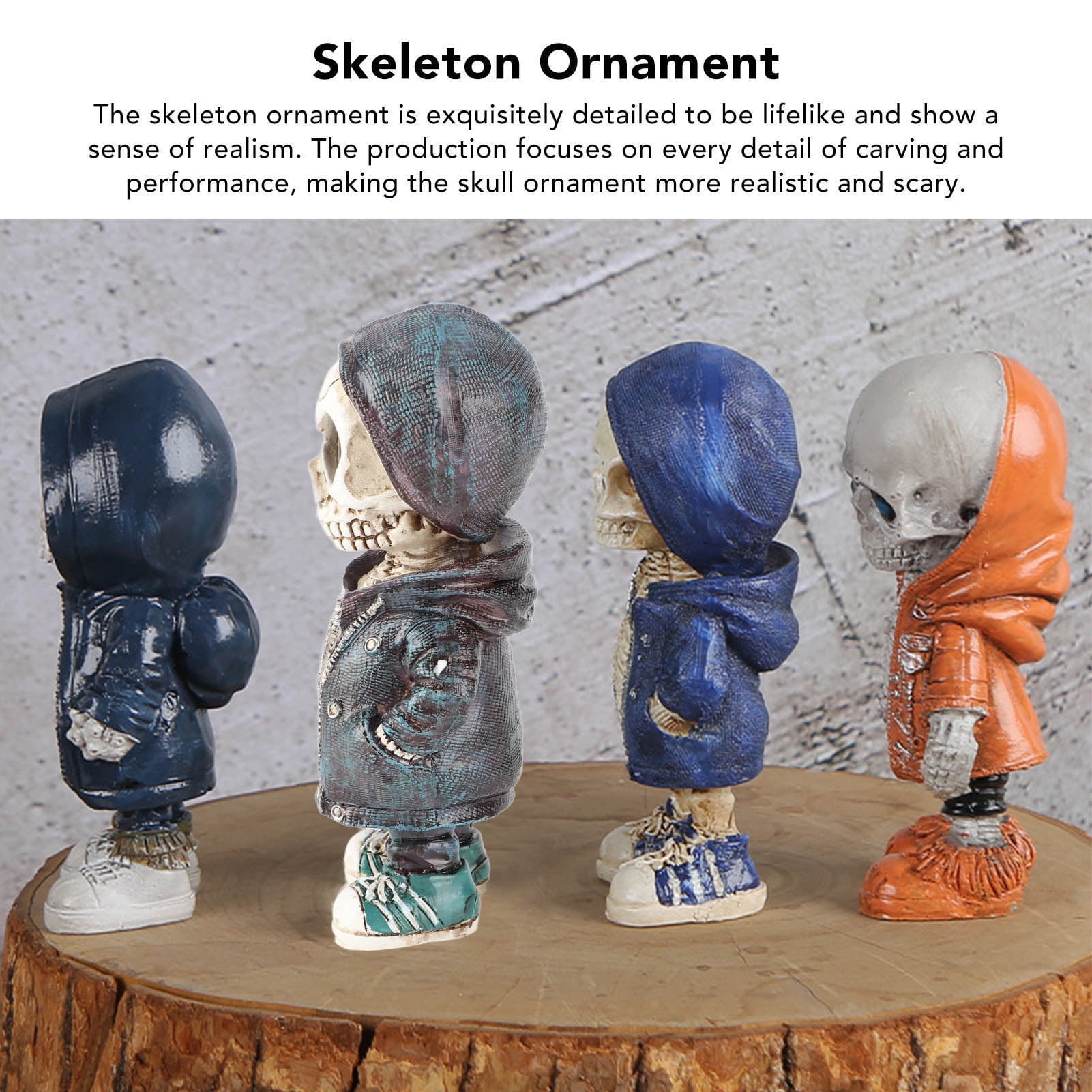 Resin Skeleton Figurine, Cool Horror Desk Decor, Easy Cleaning, 5.3 ...