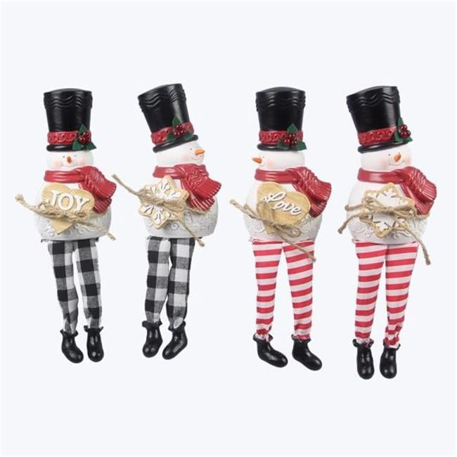 Resin Snowman Figures with Dangle Legs, Assorted Color - 4 Piece ...