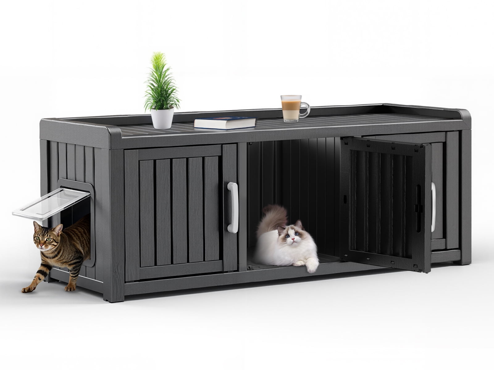 EasyUp Resin Space-Saving Hidden Cat Litter Box Enclosure for Small ...