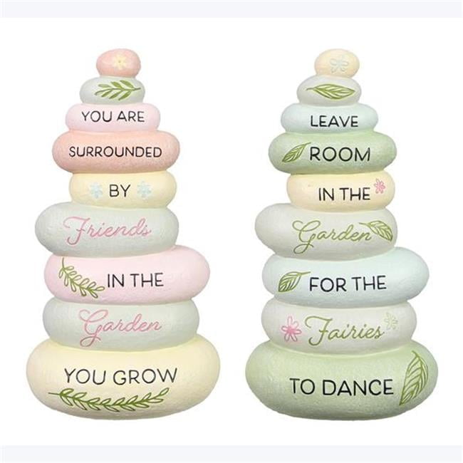Resin Stacked Wellness Rock Garden Decor, Assorted Color - 2 Assorted ...