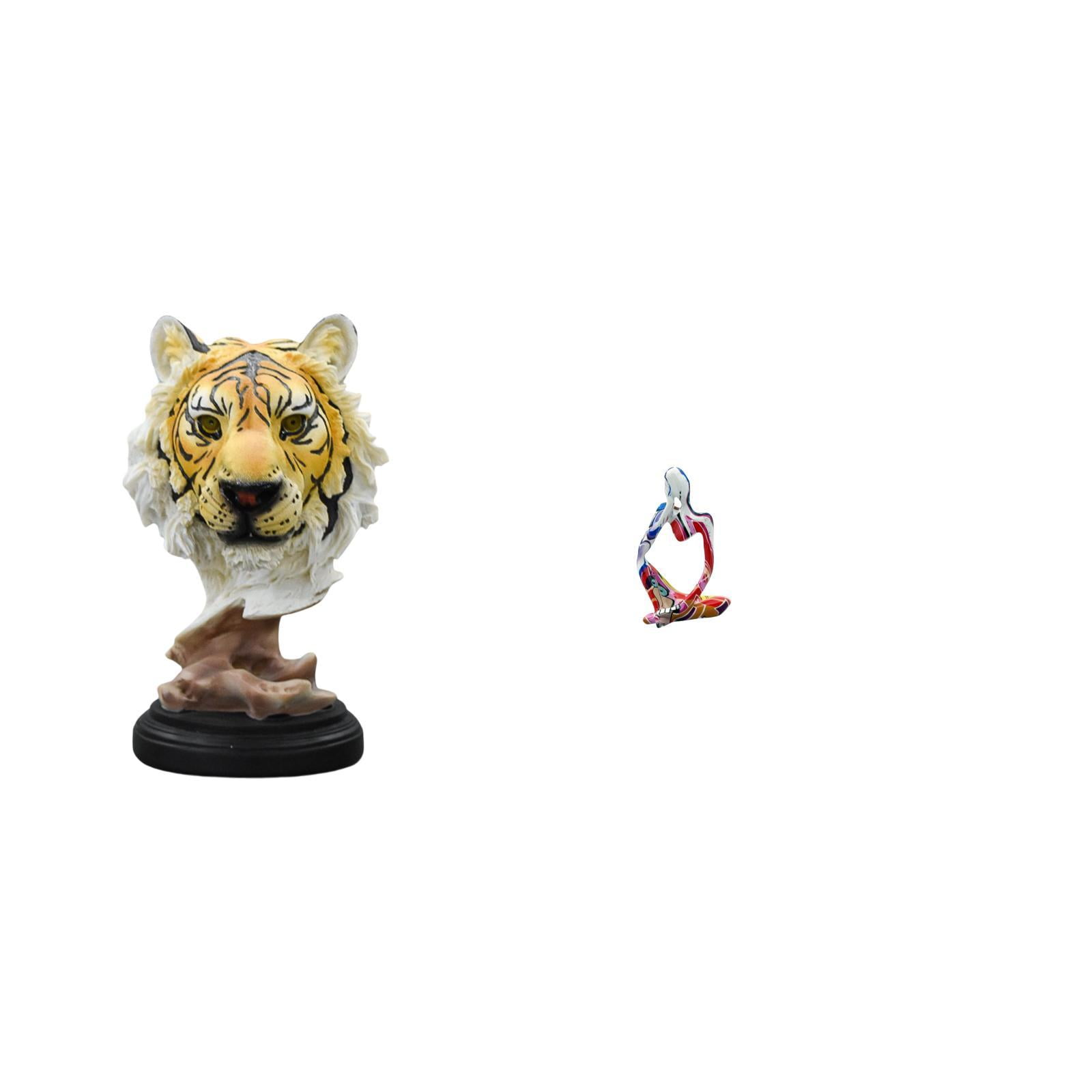 Resin Statue Sitting Thinker Tiger Head Sculpture Artistic Handmade ...