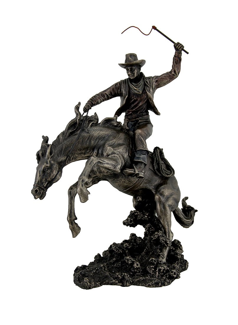 Resin Statues Bronzed Rodeo Cowboy And Bucking Bronco Statue 13 Inches ...