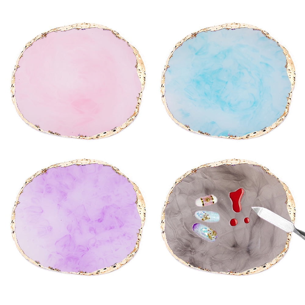 Resin Stone Nail Art Palette Golden Edge Pigment Mixing Plate - Walmart.com