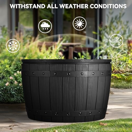 Resin Storage Container Storage Table, Storage Bench 33-Gallon Round ...