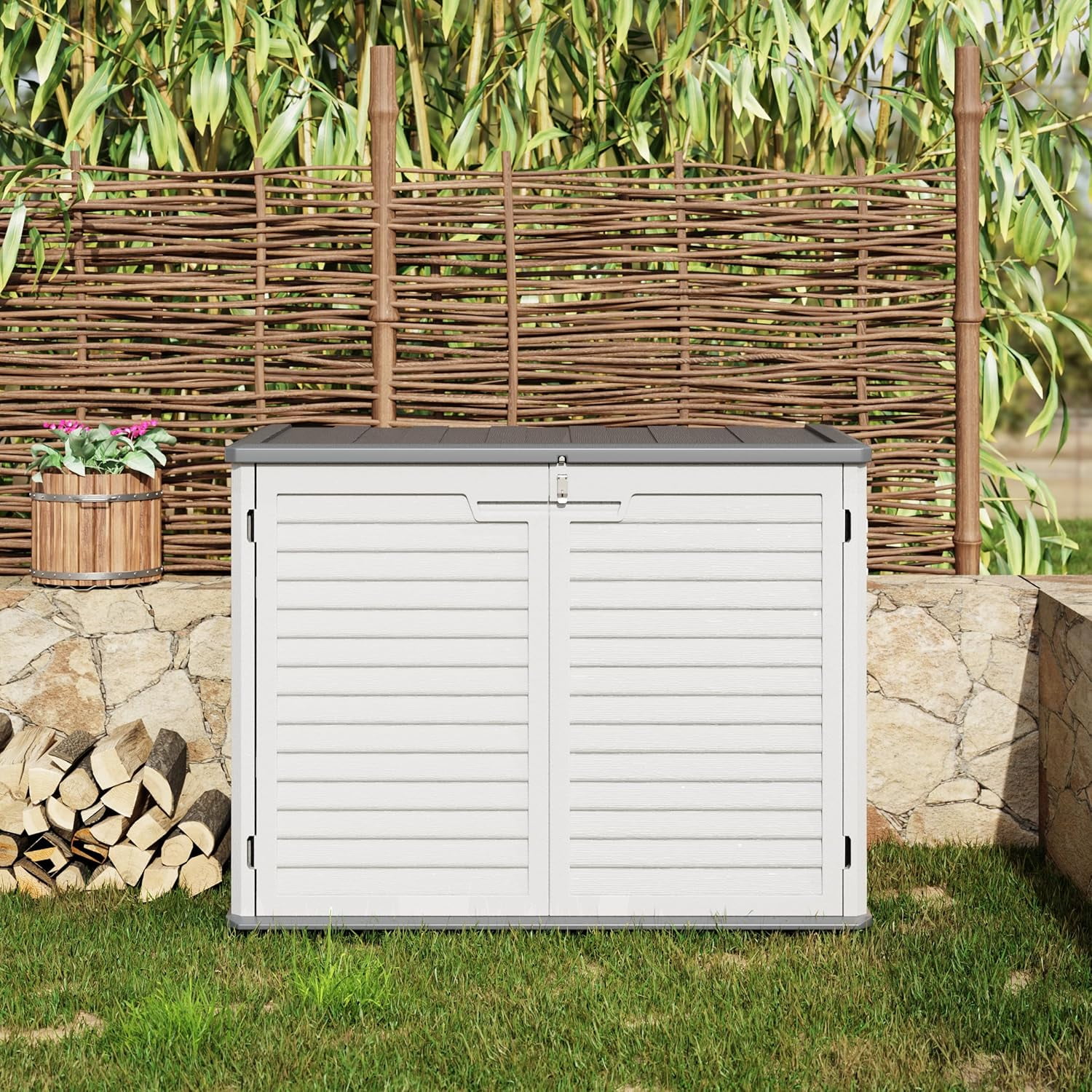 Resin Storage Shed, 34 Cu Ft/65Cu Ft Outdoor Storage Cabinet Waterproof ...