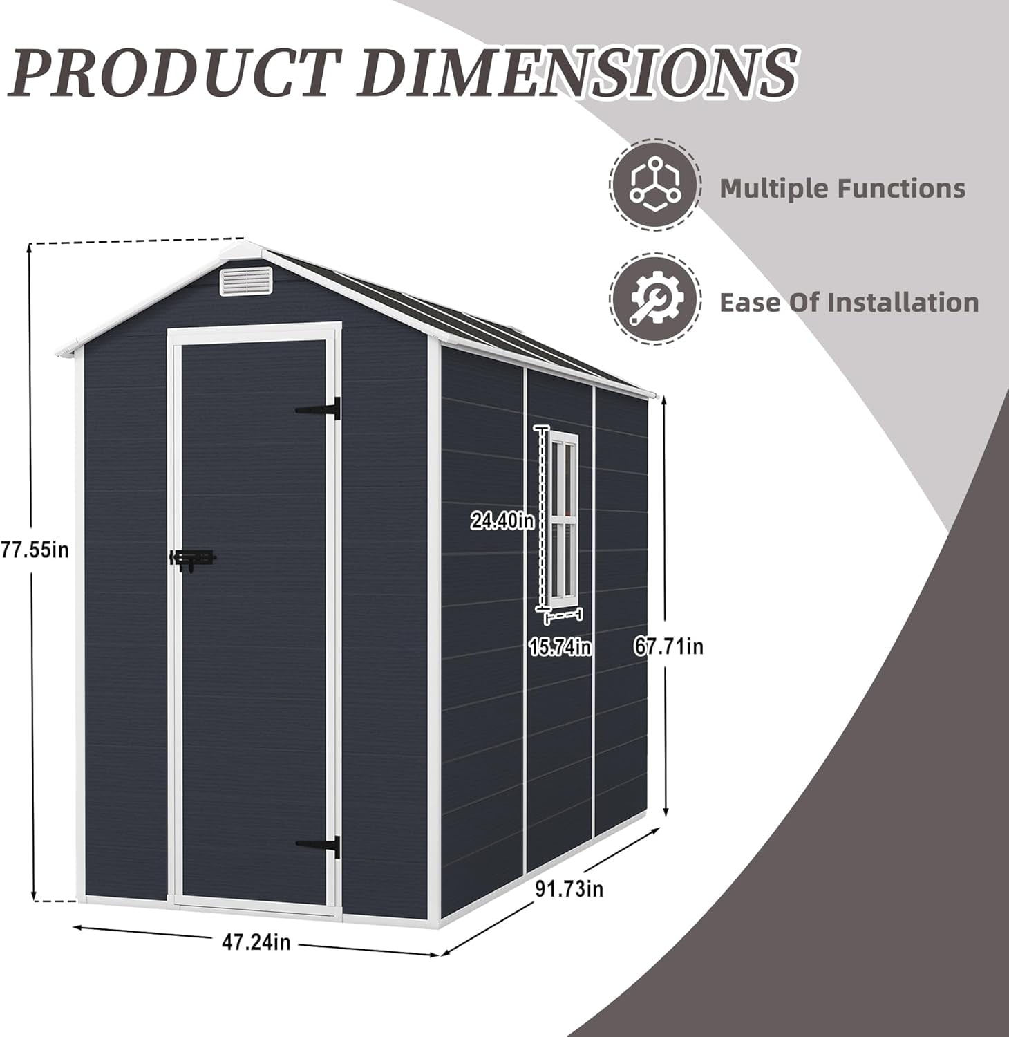 Resin Storage Shed 8x4ft with Floor, Window, Lockable , Vents, 12mm ...
