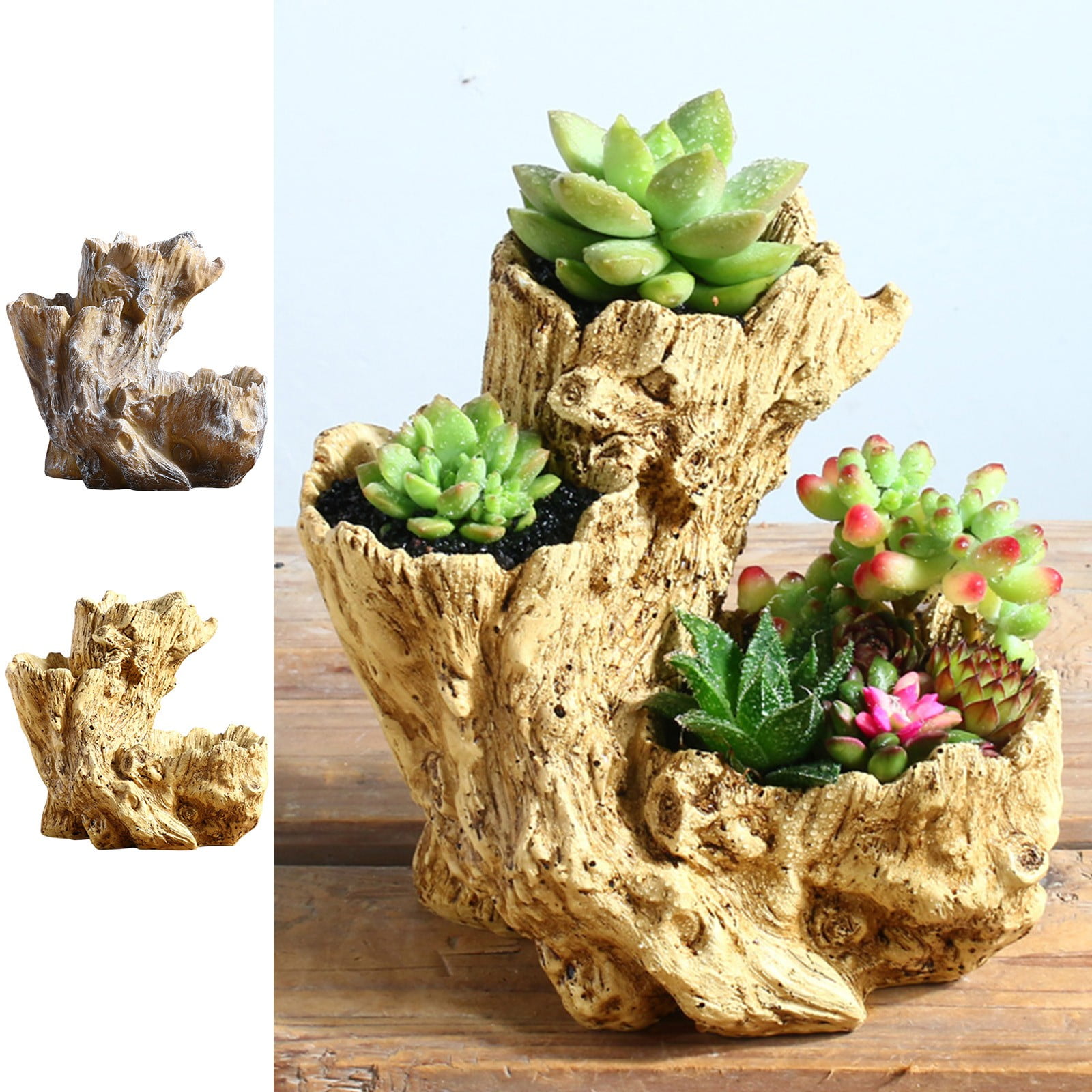 Resin Stump Planter, Three Independent Planting Pits, Realistic Tree ...
