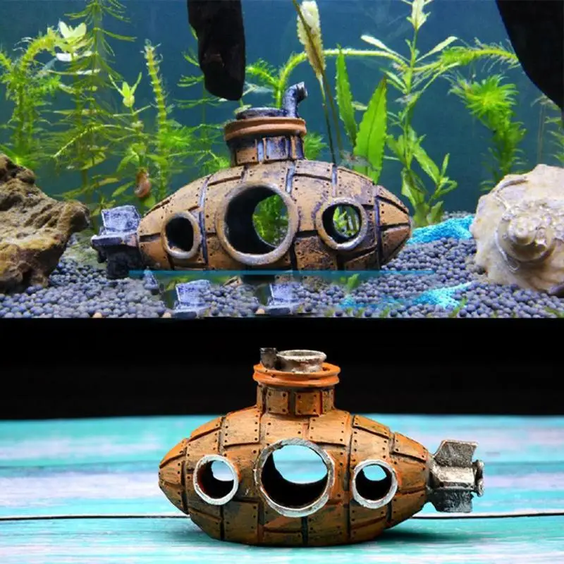 Resin Submarine Ornaments Fish Shrimp Shelter Cave Landscaping ...