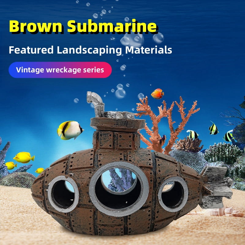 Resin Submarine Ornaments Hollow Fish Shrimp Shelter Cave Aquarium Fish ...