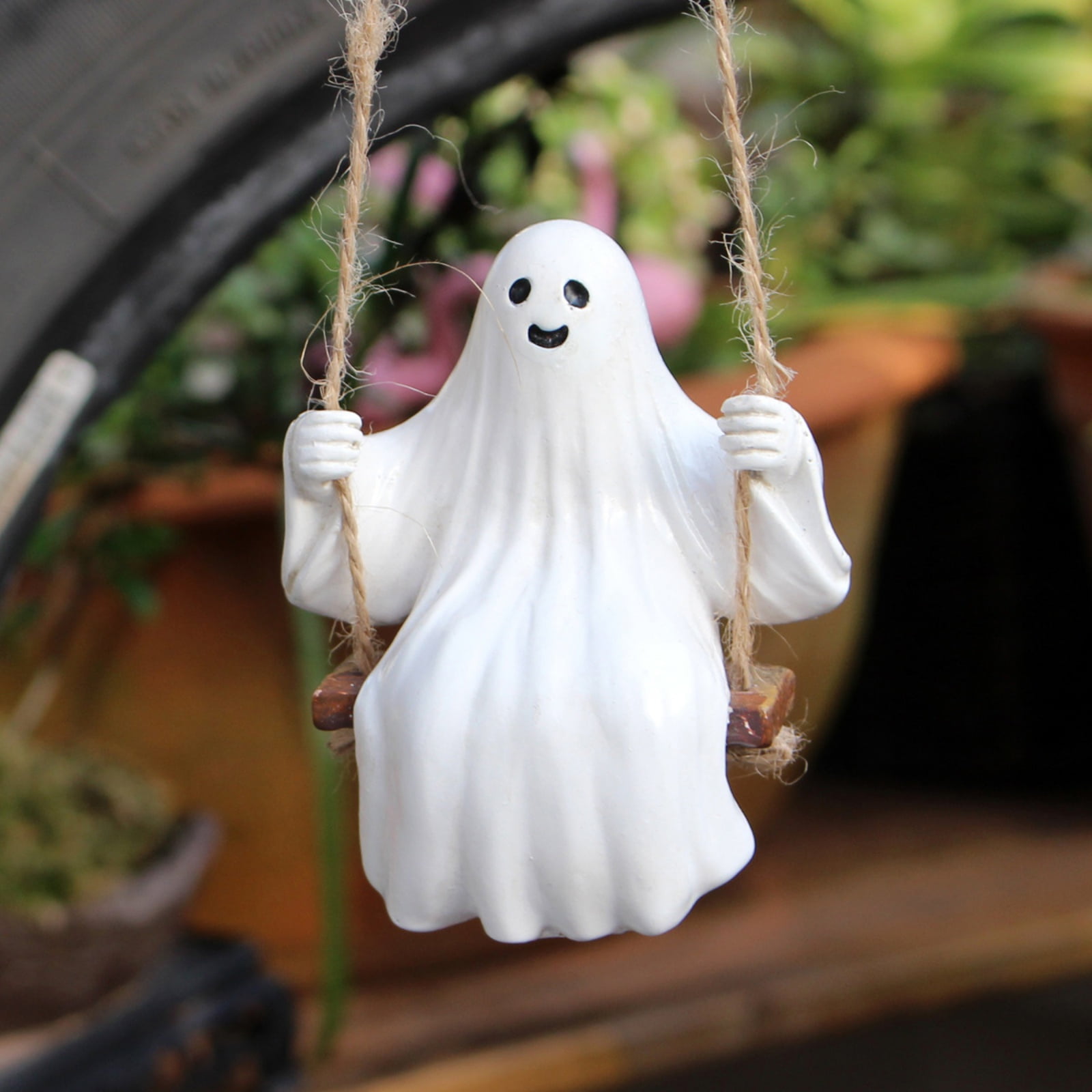 Resin Swing White Ghost Statue, Halloween Ghost Sculpture Collectible ...