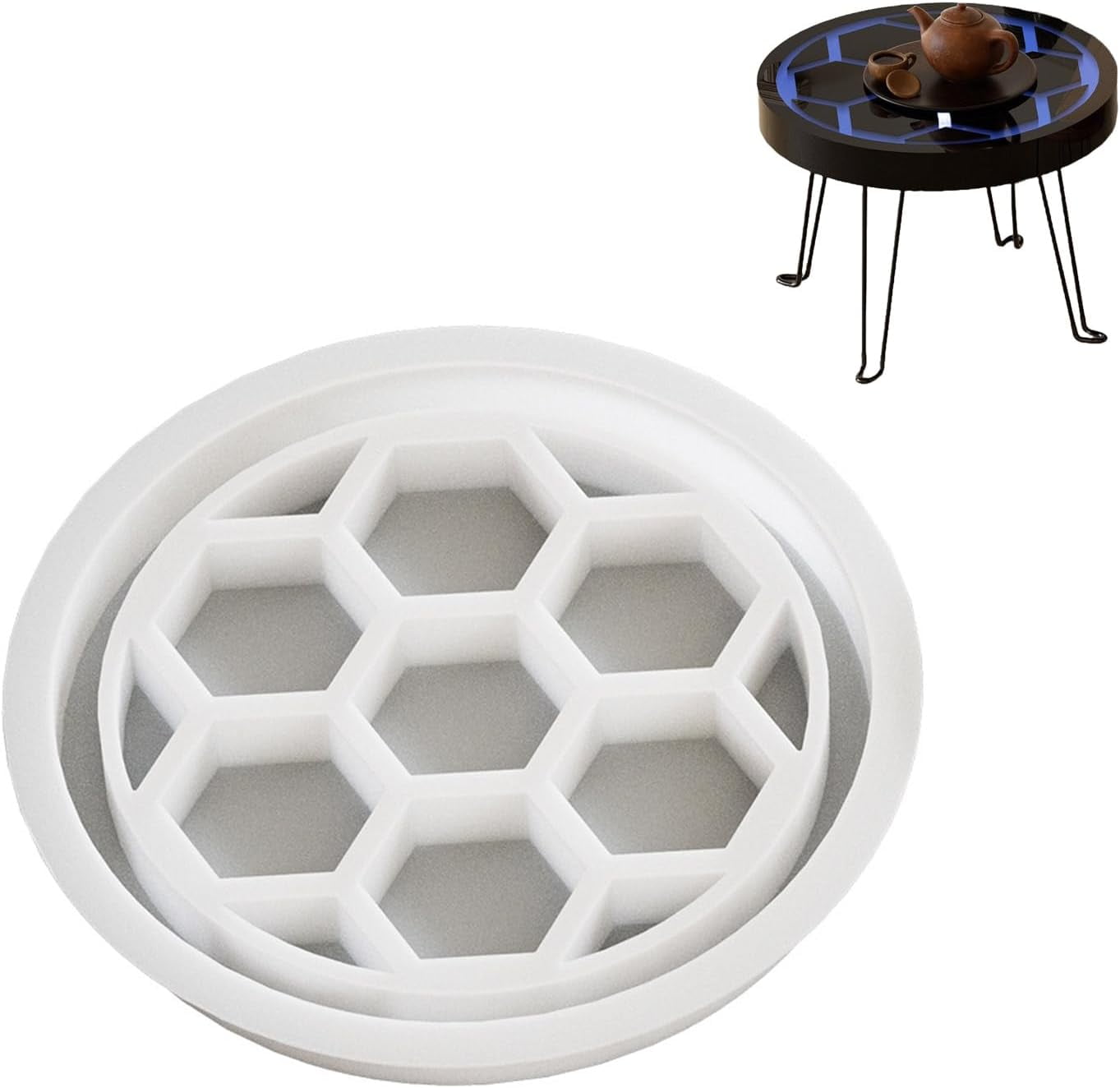 Resin Table Molds, Honeycomb and River Pattern Large Round Epoxy Resin ...