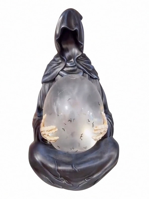 Resin Tabletop Gothic Decor Sitting Statue with 3D LED Ball Decorative ...