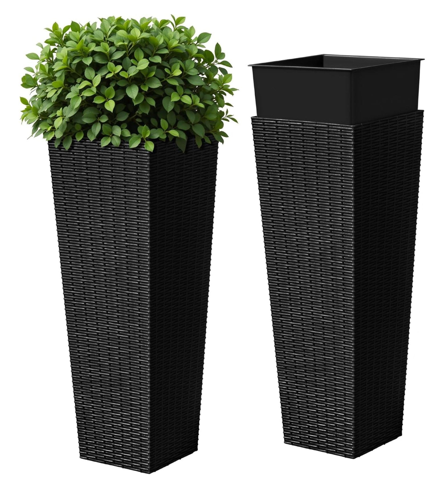 Resin Tall Planters for Outdoor Plants Set of 2, Large Taper Outdoor ...