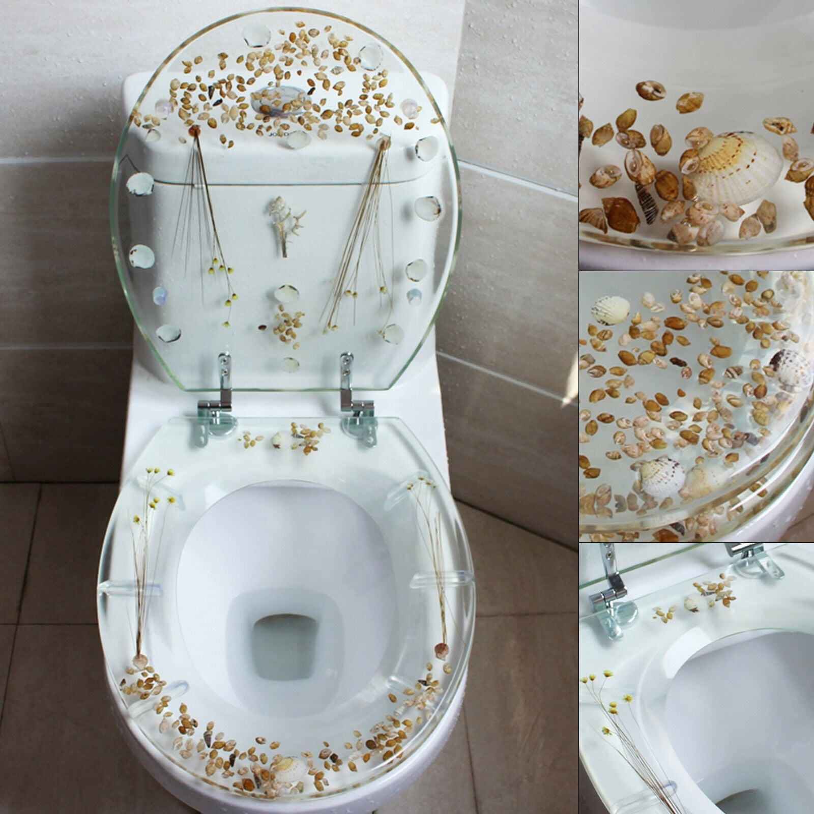 Resin Toilet Seat Shells Decor Seats w/Lid Home Bathroom Decorative ...