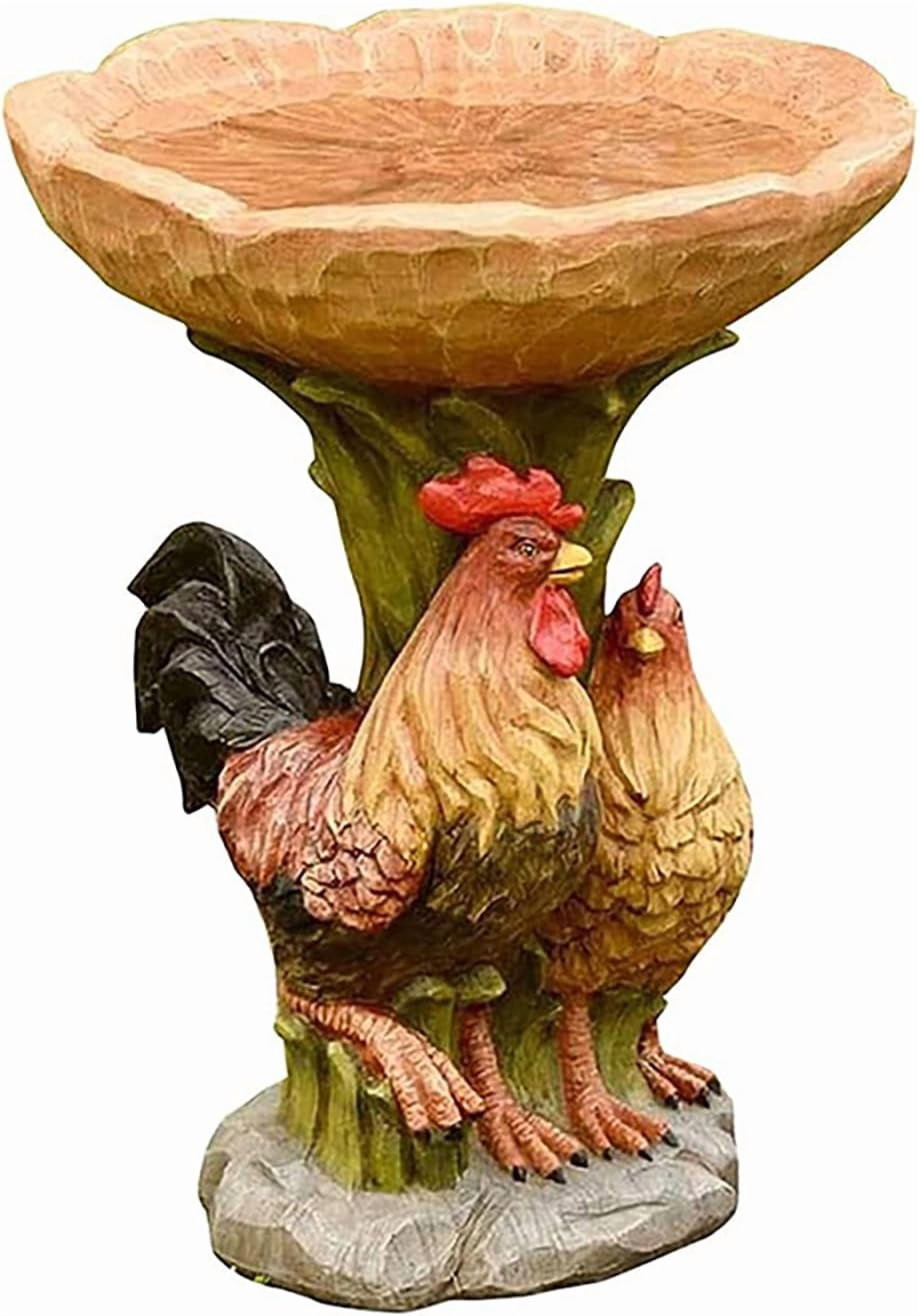 Resin Tree Stump Bird Bath with Feeder, Outdoor Standing Birdbath Bowl ...