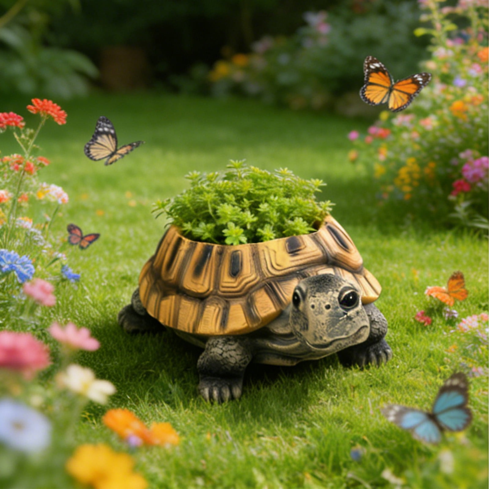 Resin Turtle Planter Pot, Tortoise Flower Pot Ornament for Garden ...
